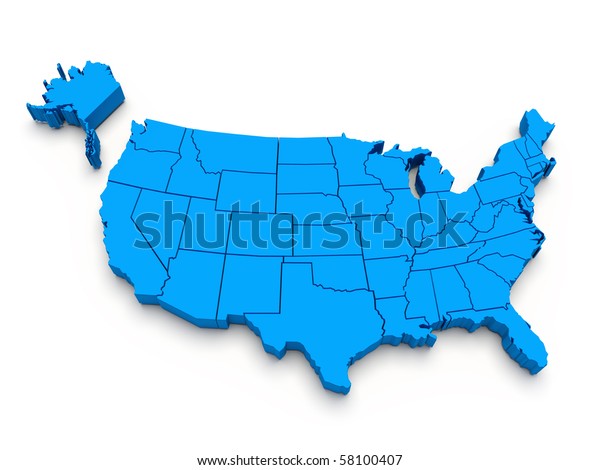 Blue Map Usa 3d Render Stock Illustration 58100407 | Shutterstock