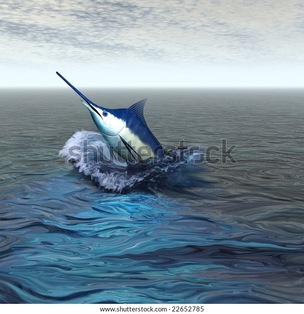 Blue Marlin Breaching Through Waves 스톡 일러스트 22652785 | Shutterstock