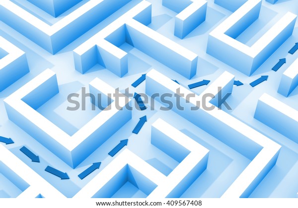 Blue Maze Structure Red Arrows Showing Stock Illustration 409567408 ...
