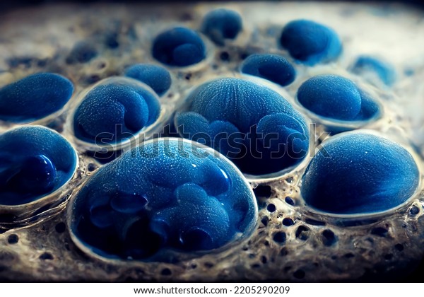 Blue Microbes Render Microbiological World Stock Illustration ...
