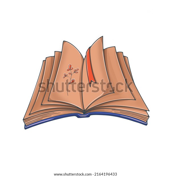 Blue Open Book Drawing Stock Illustration 2164196433 | Shutterstock