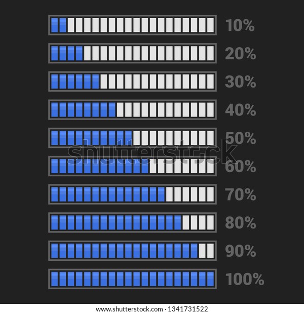 Blue Progress Bar Set On Dark Stock Illustration 1341731522 | Shutterstock