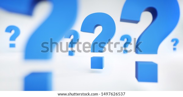 Blue Question Marks Floating On White Stock Illustration 1497626537