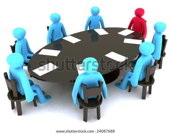 Blue Red Characters Around Table On Stock Illustration 24087688 ...