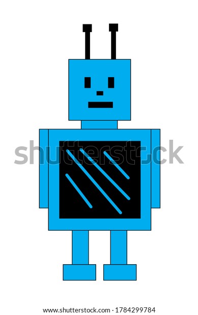 Blue Robot Face On White Background Stock Illustration 1784299784 ...