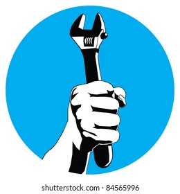 Blue Circle Hand Hammer Stock Vector (Royalty Free) 80478736