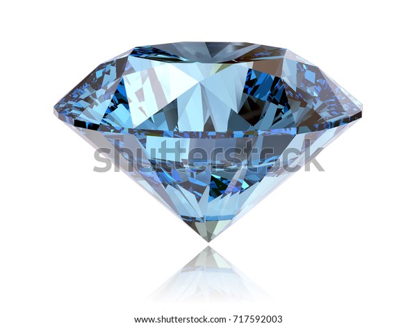 Blue Roundcut Diamond Side View Isolated Stock Illustration 717592003 ...