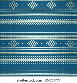 Blue Seamless Knitting Pattern: ilustrações stock 304757777 | Shutterstock
