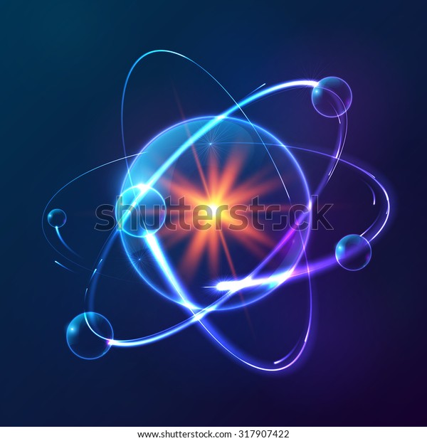 Blue Shining Lights Cosmic Atom Model Stock Illustration 317907422