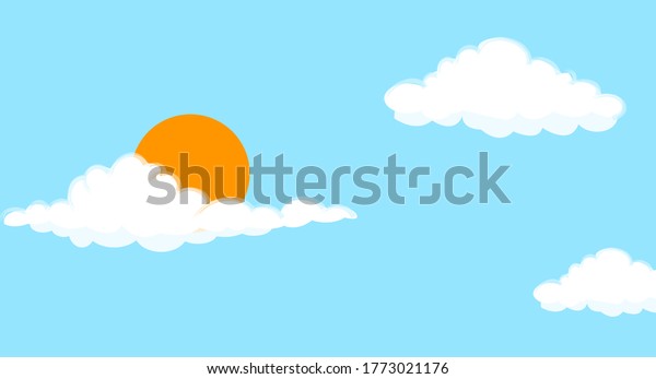 Blue Sky Clouds Sun Cartoon Background: ภาพประกอบสต็อก 1773021176 ...