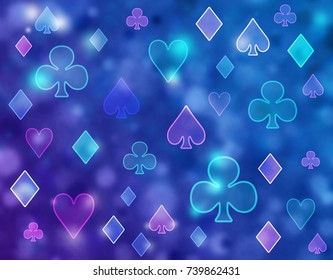 Blue Space Pattern Playing Cards Symbols Stock Illustration 739862431