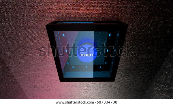 Blue Start Button Armored Box3d Illustration Stock Illustration ...
