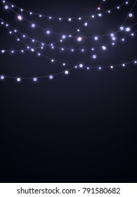 Blue String Lights Background Decoration Stock Illustration 791580682 ...