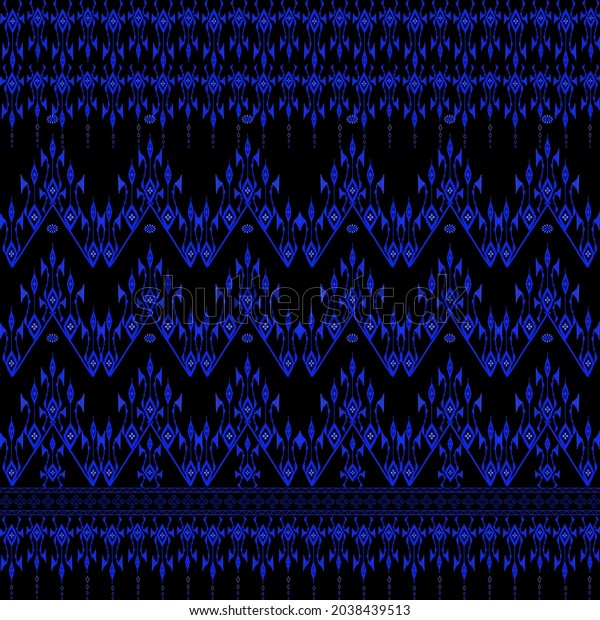 Blue Thai Pattern Black Background Stock Illustration 2038439513 ...