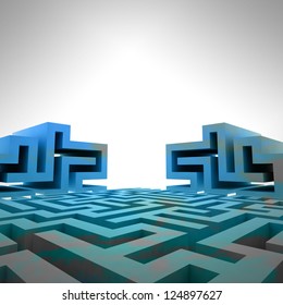 Blue Three Dimensional Maze Structure Template Stock Illustration ...