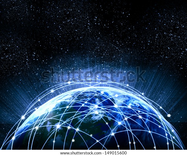 Imagen azul vívida del globo. Concepto de globalización. Elementos de ...