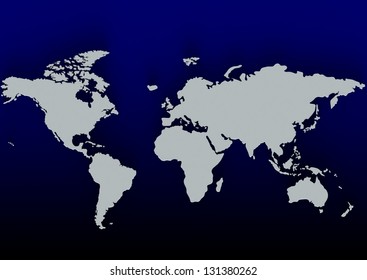 Blue World Map Stock Illustration 131380262 | Shutterstock