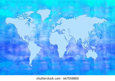 Blue World Map Stock Illustration 667058800 | Shutterstock