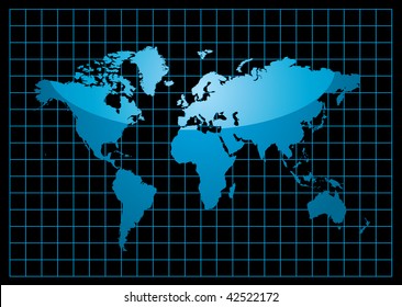 Blue Cyber Security World Atlas Map Stock Vector (Royalty Free) 620830112