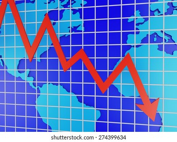 Blue World Map Red Graph 3d Stock Illustration 274399634 | Shutterstock