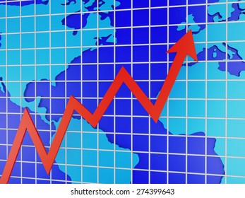 Blue World Map Red Graph 3d: ilustrações stock 274399643 | Shutterstock