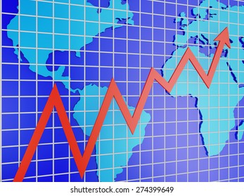 Blue World Map Red Graph 3d 스톡 일러스트 274399649 | Shutterstock