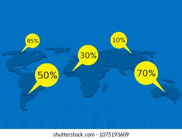 Blue World Map Statistics Analytics Information Stock Illustration ...