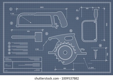 Blueprint Building Tool Set Drawing Plan Stock Vector (Royalty Free ...