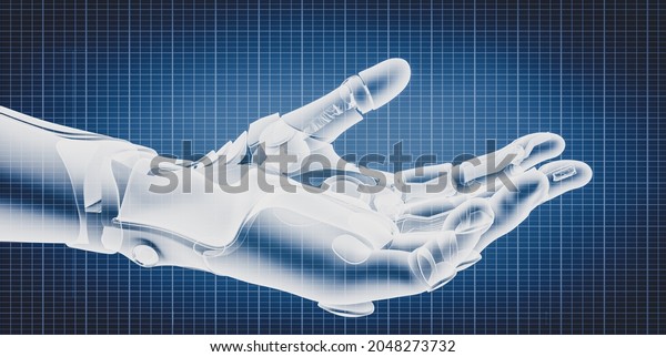 Blueprint Technical Design Bionic Robotic Hand Stock Illustration ...