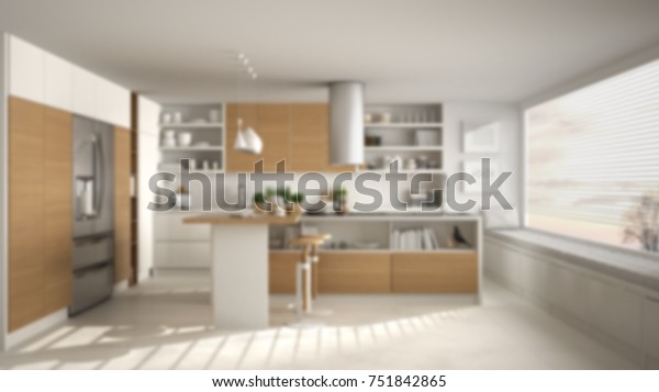Blur Background Interior Design Modern Wooden Stock Illustration ...