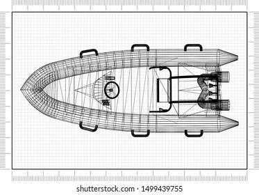 Boat Blueprint 3d Rendering Stock Illustration 1499439755 | Shutterstock