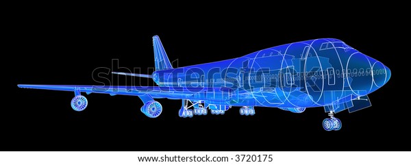 Boeing 747 Blueprint Rendering: стоковая иллюстрация, 3720175 ...