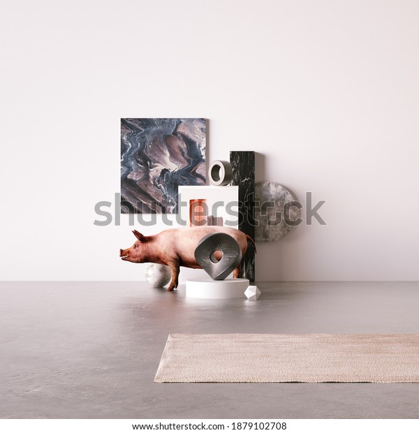 Bold Abstract Shapes Objects Room Realistic Stock Illustration ...