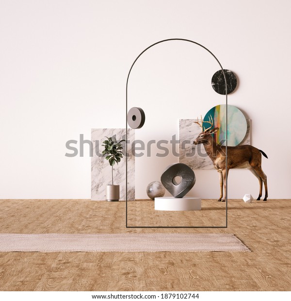 Bold Abstract Shapes Objects Room Realistic Stock Illustration ...