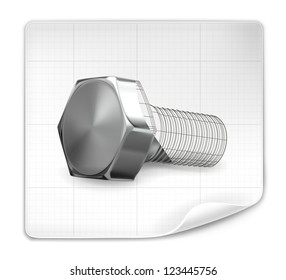 Ilustrasi Stok Bolt Drawing Blueprint Bitmap Copy 123758011 | Shutterstock