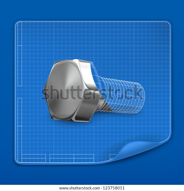Bolt Drawing Blueprint Bitmap Copy Stock Illustration 123758011 ...