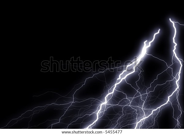 Bolt of electrical charge or lightning over black background