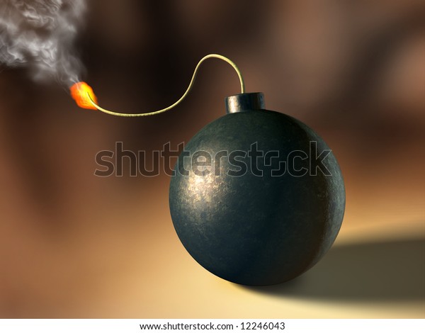 Bomb about to explode. Digital illustration.