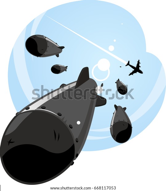 Bombs Falling Sky Stock Illustration 668117053 | Shutterstock
