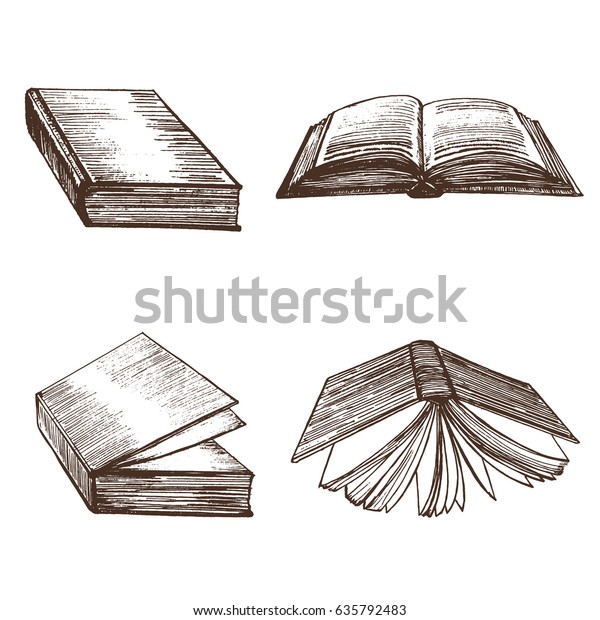 Book Set Open Closed View Hand Stock Illustration 635792483 | Shutterstock