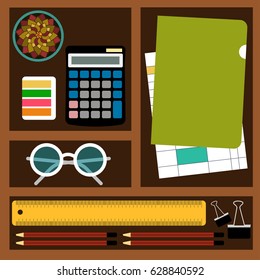 Illustration Vector Eps10 Desktop Flat Lay Stock Vector (Royalty Free ...