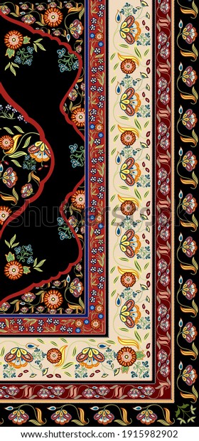 Border Design Floral Carpet Pattern Stock Illustration 1915982902