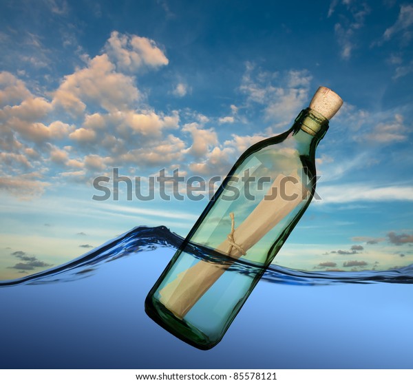 Bottle Message Floating Sea Stock Illustration 85578121 | Shutterstock