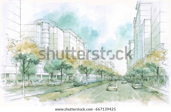 Ilustración de stock sobre Bulevar en la ciudad 667139425