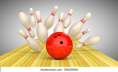 3d Rendering Bowling Strike Stock Illustration 101878672
