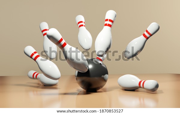 Bowling Strike Concept Explosion Pin 3d Stock Illustration 1870853527 ...