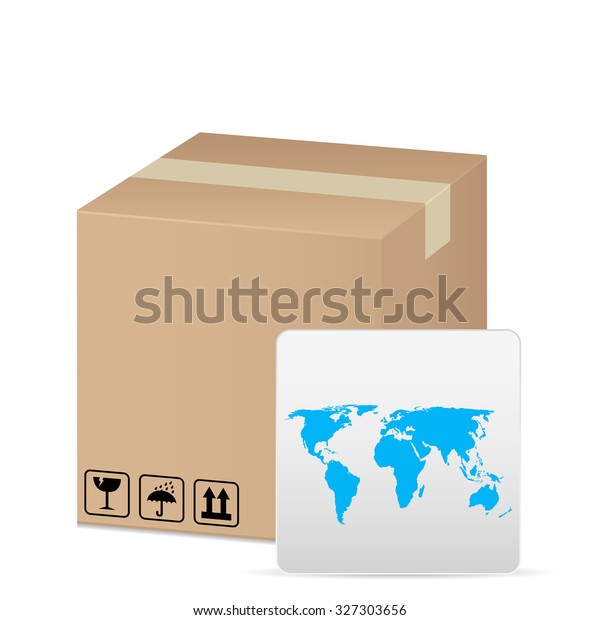 Box World Map On White Background Stock Illustration 327303656 ...