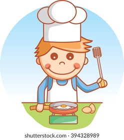 Boy Cooking Cartoon Vector Art Illustration Stock Vector (Royalty Free ...