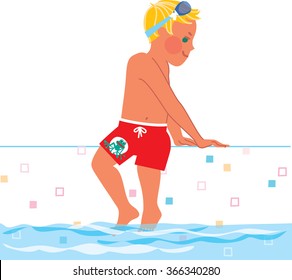 Boy Getting Out Water Safely Swimming: ilustración de stock 366340280 ...