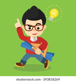 Boy Preparing Drawing Idea Stock Illustration 393818269